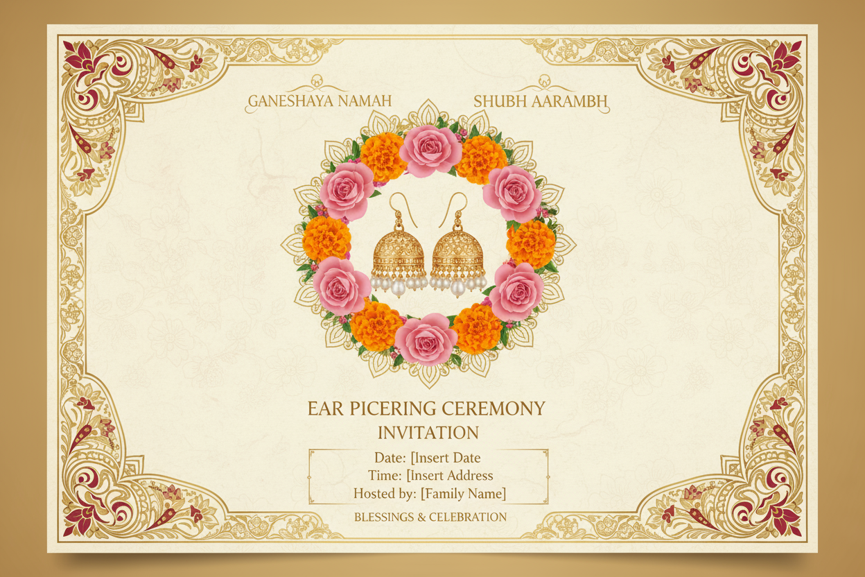 Ear Piercing Ceremony Invitation Cards | Digital & Custom Designs ...
